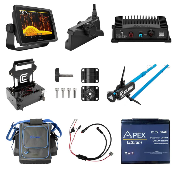 Garmin Livescope 10" Ice Bundle with Clam Shuttle, Bag & Pole – All ...